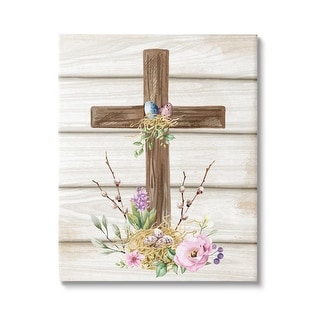Stupell Spiritual Easter Cross Spring Blossoms Canvas Wall Art by ND ...