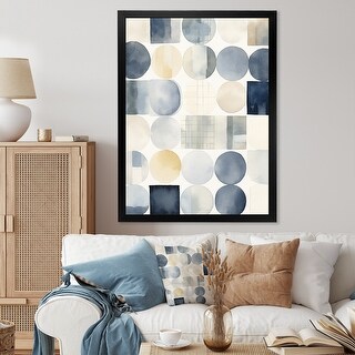 Designart "Circle Matrix Watercolor In Faded Retro Blue" Modern ...