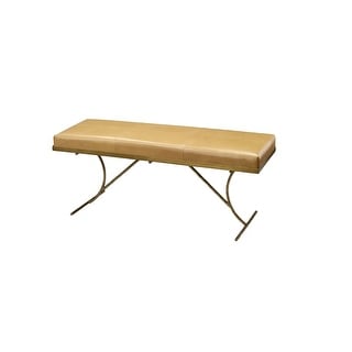 50" Beige Leather Bench with Cushion - Bed Bath & Beyond - 37572351