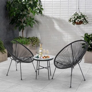 Classic & Functional Patio Bistro Conversation Set with Side Table ...