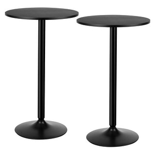 Gymax Set of 2 Round Pub Table 24" Bistro Bar Height Cocktail Table ...