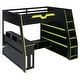 Full Size Wood Loft Bed with Desk, Multi-Storage Shelves, RGB Light and ...