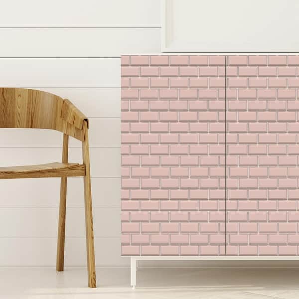 Walplus Blush Pink Subway Brick Peel and Stick Backsplash Tile Stickers ...