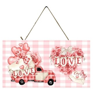 Pink Love Truck Valentines Day Printed Handmade Wood Sign 10" x 5 ...