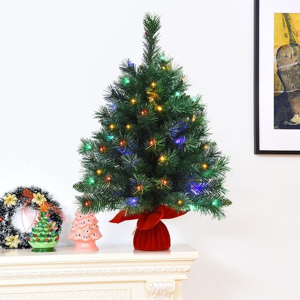 26" Pre-Lit Tabletop Artificial Christmas Tree Battery Powered - 16"x26 ...