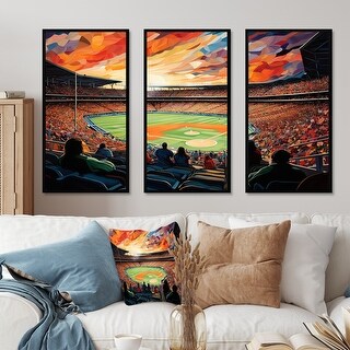 Designart "Stadium Echoing Ovation" Stadiums Framed Art Set of 3 ...