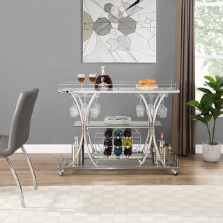 Gorgeous Bar Cart, Metal Frame Kitchen Cart with Wine Storage, 3 Layers ...