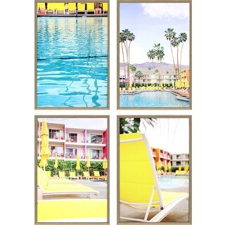 Poolside Glam S/4 Framed Art Giclee Under Glass - Multi-Color - Bed ...
