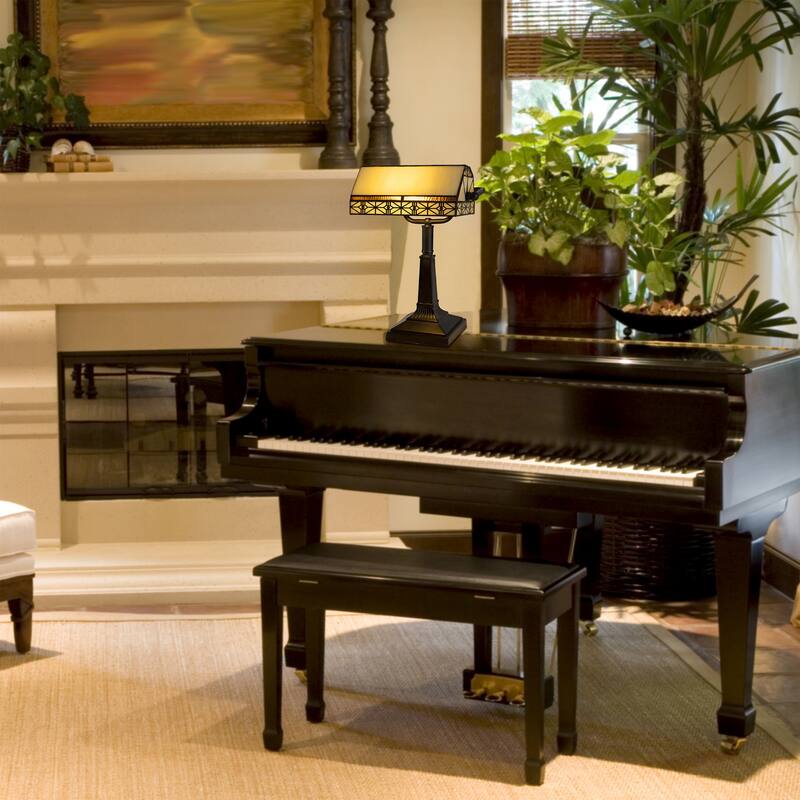 Tiffany Style Bankers Lamp Stained Glass by Lavish Home - Overstock - 28424777