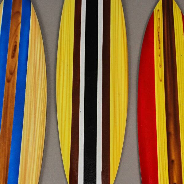 Zeckos 16 Inch Wood Surfboard Wall Sculptures Racing Stripe (Set Of 3 ...