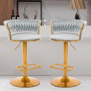 Bar Stools Set of 2,Height Adjustable,Fabric Around Woven Basket ...