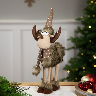 Standing Four Legged Moose Christmas Figure - 19" - Brown and White ...