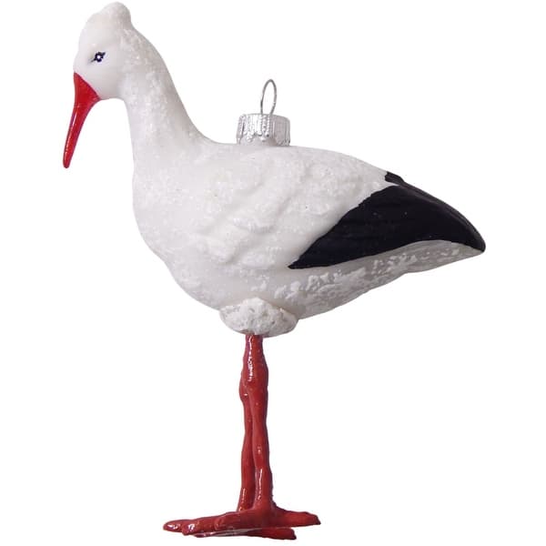 4" Winter White and Black Stork Christmas Ornament - Bed Bath & Beyond ...