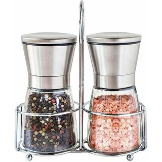Stainless Steel Ceramic Grinder Set with Matching Stand - Bed Bath ...