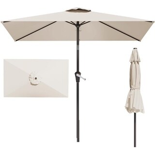 6.5' x 10' Rectangular Patio Umbrella with UV Protection, Push Button ...