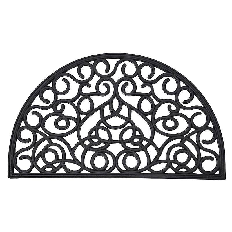Outdoor Half Round Front Door Mat Rubber Rug 30x18 Black - 18 W x 30 L ...