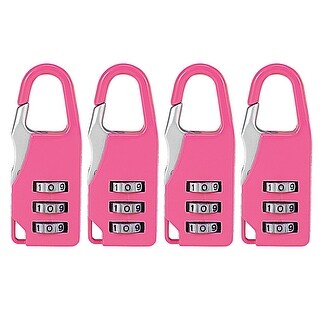 3 Digit Combination Padlock, 3mm Shackle Dia Code Dial Locks Pink, 4Pcs ...