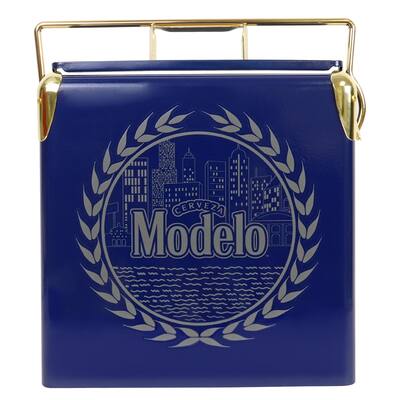 Modelo Retro Ice Chest Cooler W/ Bottle Opener 13L (14 qt), Blue,Gold ...