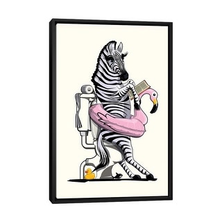 iCanvas "Zebra Baboon On The Toilet" by WyattDesign Framed Canvas Print ...