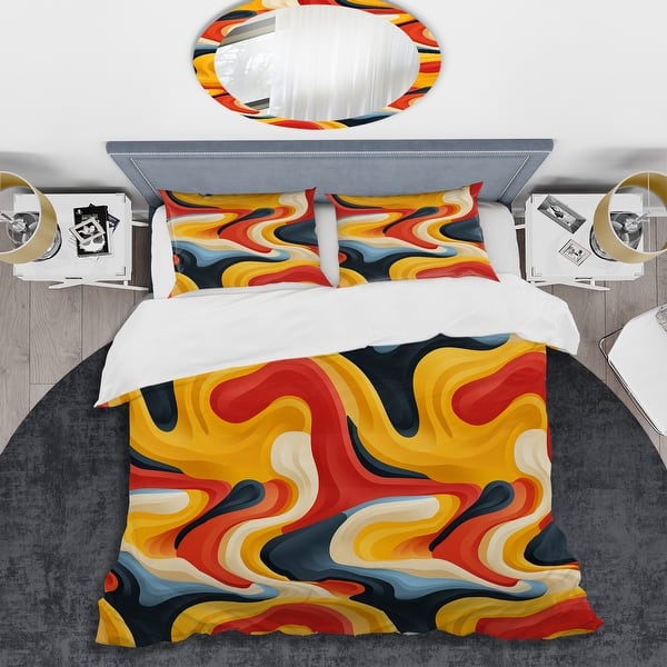 Designart "Yellow And Red Popart Lichtenstein Lines II" Yellow Modern ...