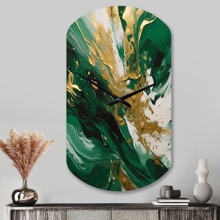 Designart - Green and Gold Serene Cascade II - Abstract Large Wall ...