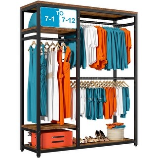 Closet Organizer Heavy Duty Clothes Rack with Shelves Free Standing ...