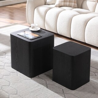 Black Square Nesting Tables Set, Coffee & End Table, No Assembly - Bed ...