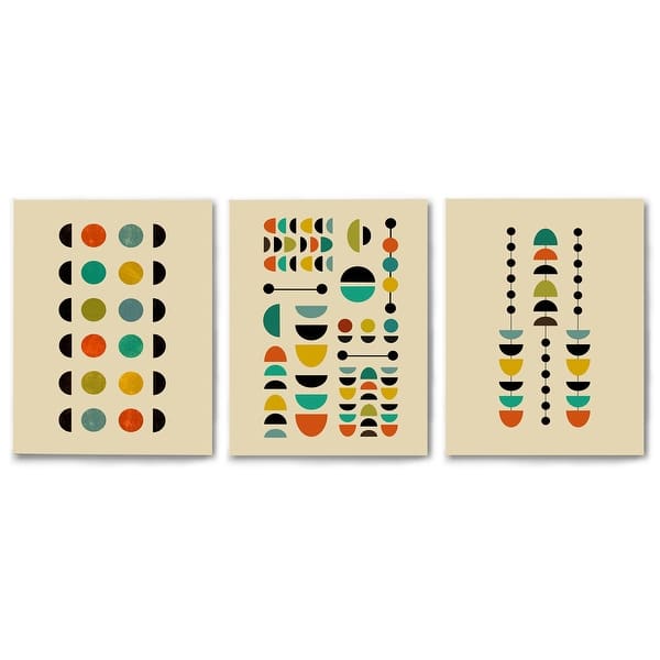 Canvas Triptych Contemporary Circles by Monica Pop - 3 Piece Art Set ...