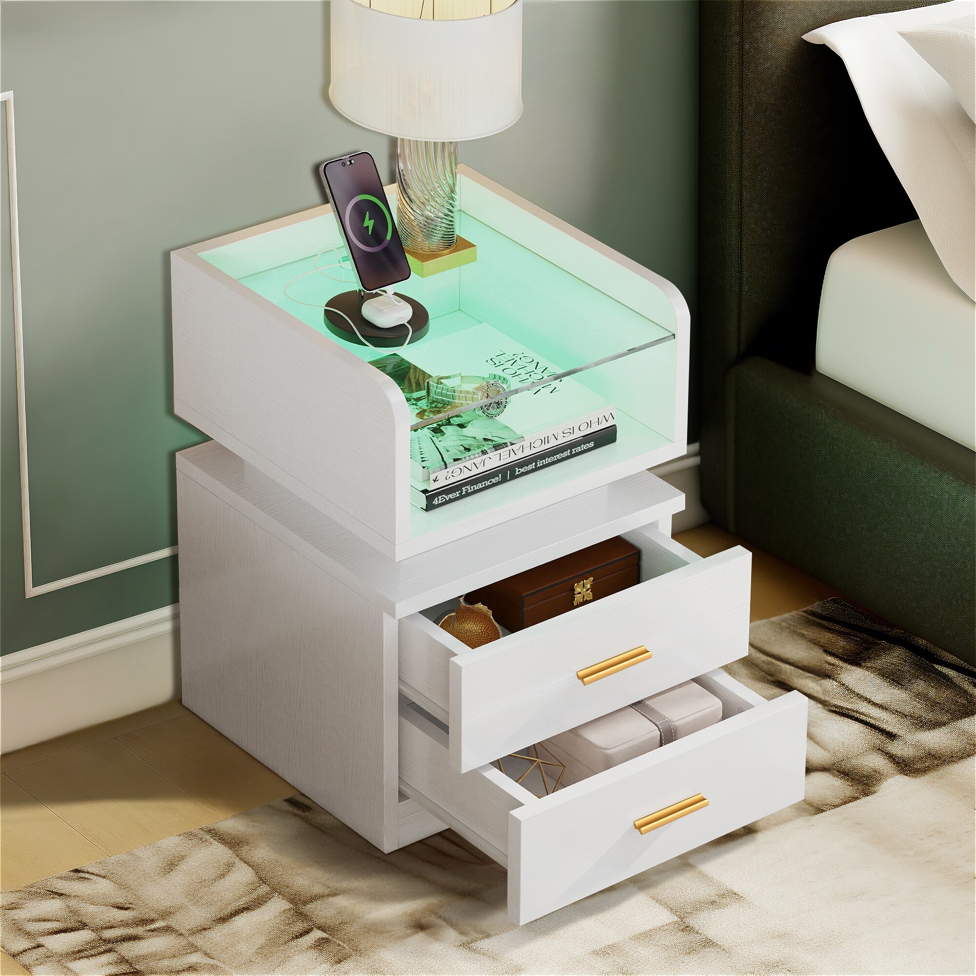 White Glass Nightstands Bed Bath Beyond