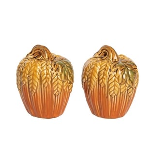 Transpac Ceramic 4.92 in. Multicolored Harvest Classic Pumpkin Salt and ...