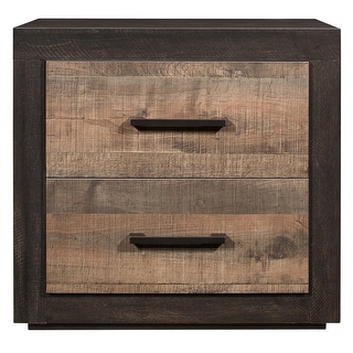 Contemporary Style Bedroom Nightstand Natural Wood Grain Look Two Tone ...