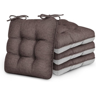 Set of 4 Memory Foam Chair Cushions for Indoor and Outdoor Use, Non ...