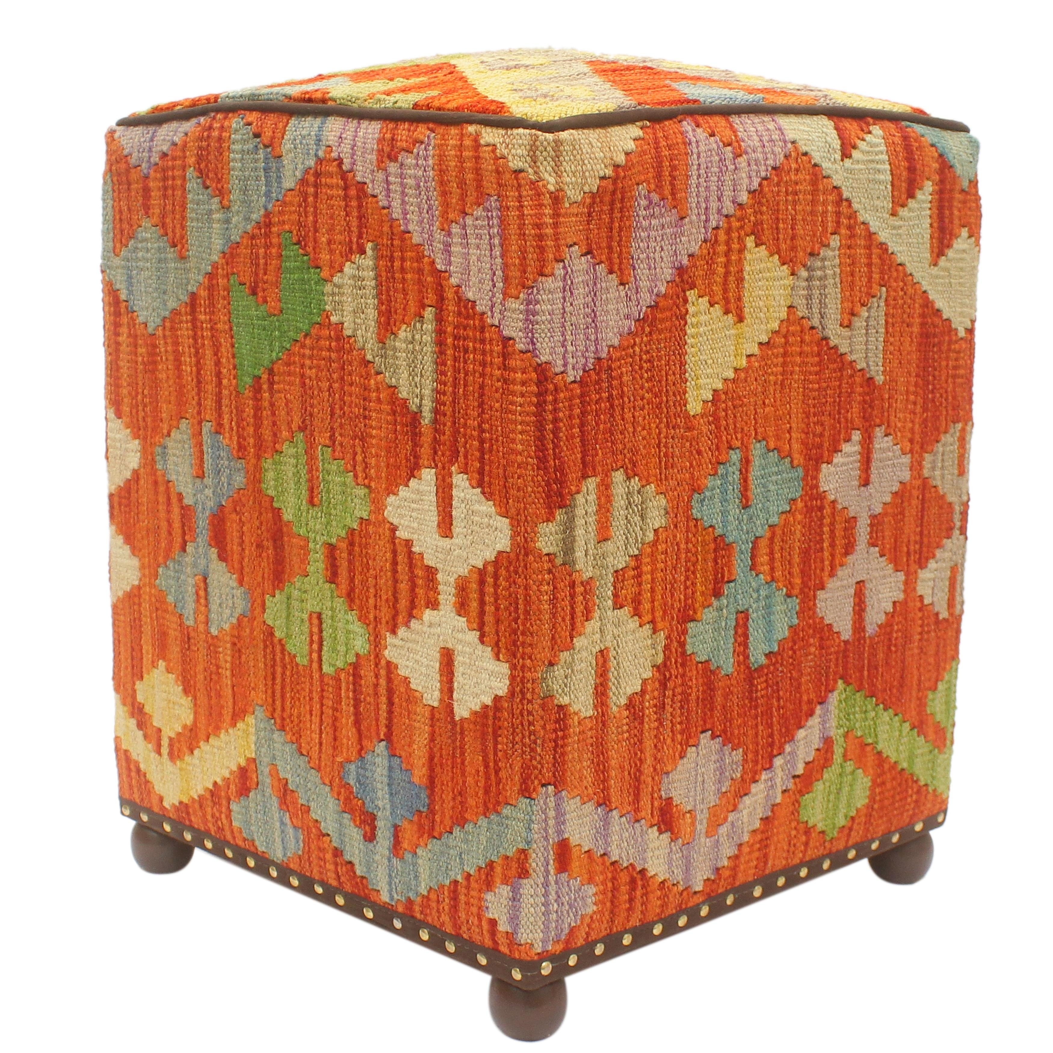 Urban Mariela Handmade Kilim Upholstered Ottoman