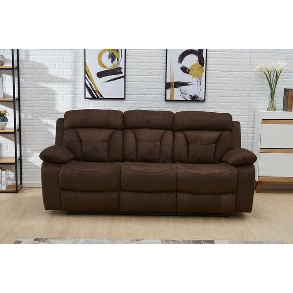 Betsy Furniture Microfiber Manual Rclining 3-seat Sofa Couch in Dark ...