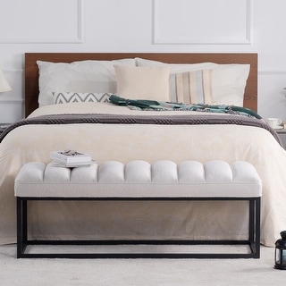 Metal Base Upholstered Bench for Bedroom and Entryway - Bed Bath ...