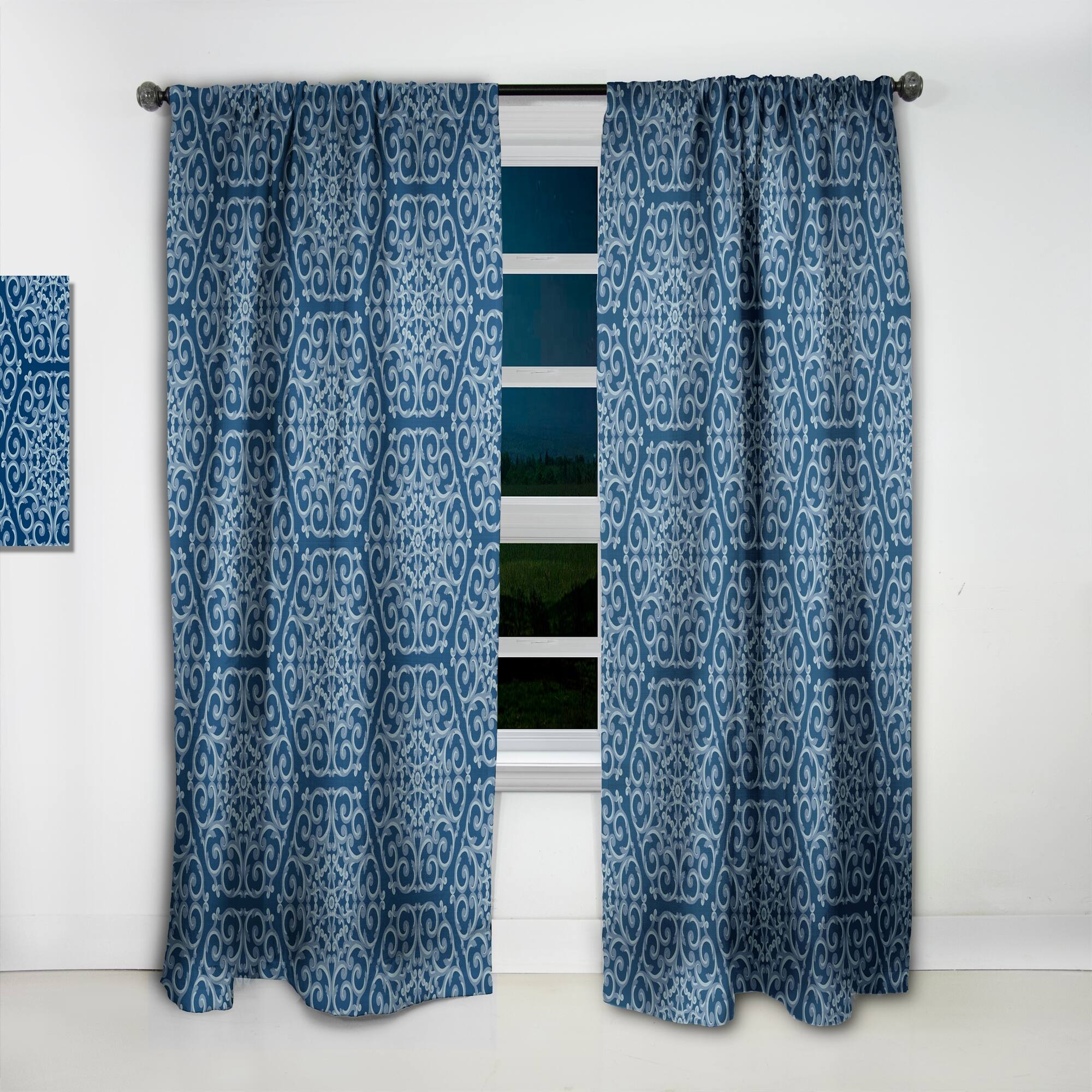 Designart Vintage Pattern Mid Century Modern Blackout Curtain Single