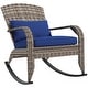 Outdoor Wicker Adirondack Rocking Chair, Patio Rattan Rocker Chair With ...