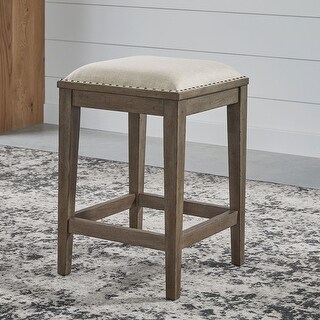 Americana Farmhouse Dusty Taupe Upholstered Console Stool - Bed Bath ...