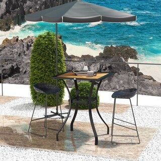 Outdoor Faux Wood Square Dining Table with Water Safe Design for Deck ...