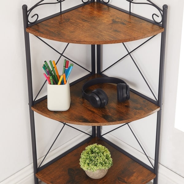 3-Tier Corner Shelf Industrial Triangle Display Storage Rack - Bed Bath ...