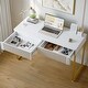 47''Elegant Fluted Computer Desks with 2 Drawers,Modern White Makeup ...