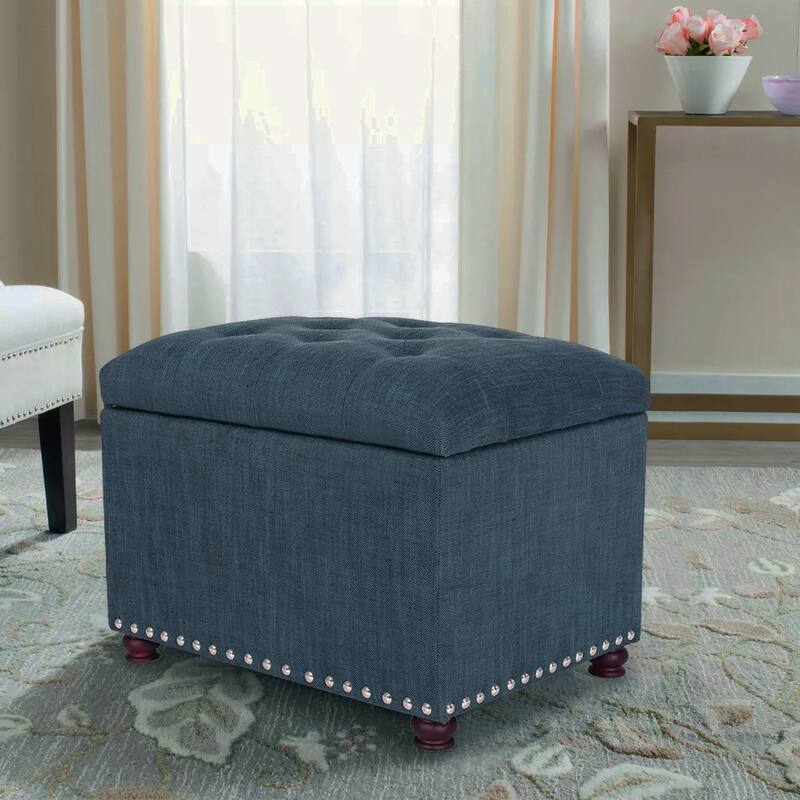 Adeco 24'' Rectangular Upholstered Storage Ottoman Fabric Foot stool ...