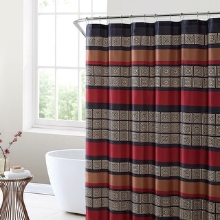 Fabric Shower Curtain Wide Stripe Design 70" x 72" Burgundy - Bed Bath ...