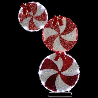 32" LED Lighted Stacked Peppermint Candies Christmas Yard Decoration ...