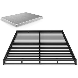 4 Inch Low Profile Metal Mattress Foundation with Steel Frame, Easy ...