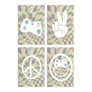 Stupell Retro Video Gaming Symbols 4 Piece Wall Plaque Art Set Design ...
