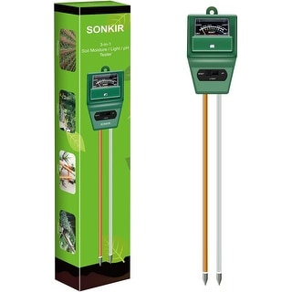 SONKIR Soil pH Meter - MS02 3-in-1 Soil Moisture/Light/pH Tester (Green ...