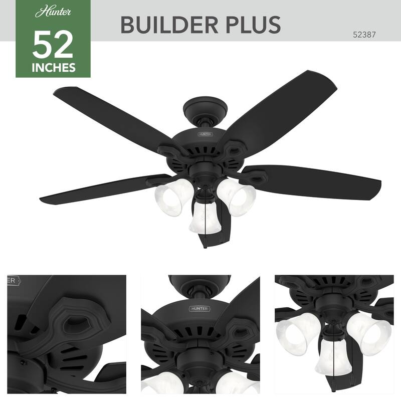 Hunter Fan 52" Builder Plus - Silver - Overstock - 8948511