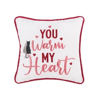 10 X 10 Inch You Warm My Heart Valentine's Day Embroidered Throw Pillow ...