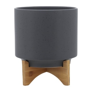 10" Ceramic Planter, Matte Gray Planter, Indoor/Outdoor Planter on ...